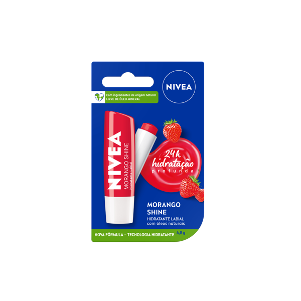 Protetor Labial Nivea Morango Shine 4 8g Hidratantes Br